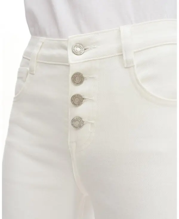 BAYEAS Mid Rise Wide Leg Button Fly Jeans With Frayed Hem