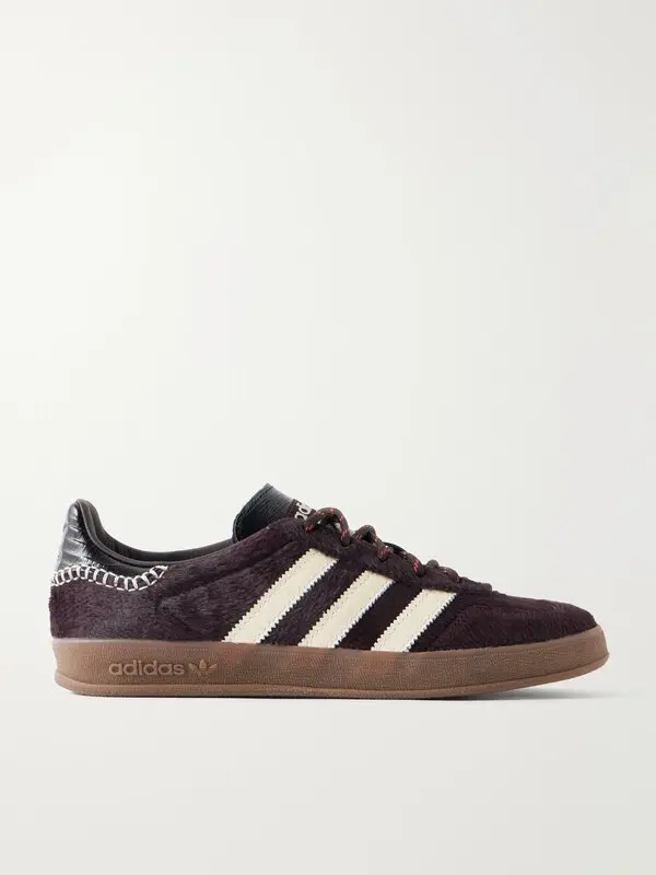 ADIDAS ORIGINALS Wales Bonner Gazelle Pony Hair Sneakers - Burgundy
