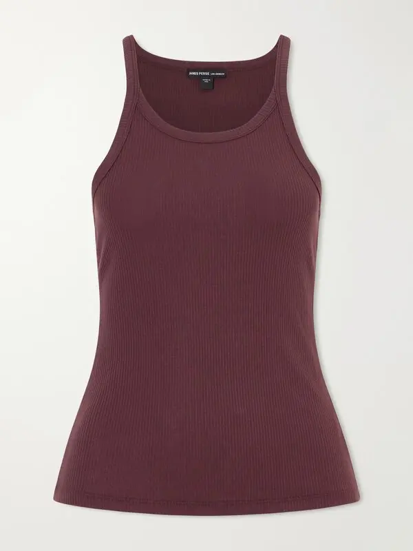 JAMES PERSE Ribbed Supima Cotton-blend Tank - Burgundy
