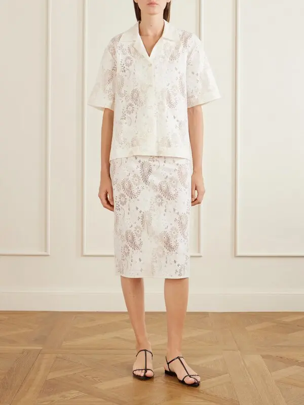 RÓHE Embroidered Linen-blend Lace Shirt - Neutrals
