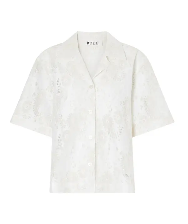 RÓHE Embroidered Linen-blend Lace Shirt - Neutrals
