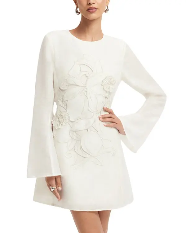 LEO LIN Suzanne Applique Bell Sleeve Mini Dress