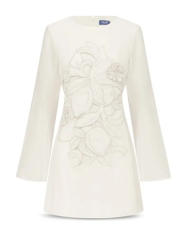 LEO LIN Suzanne Applique Bell Sleeve Mini Dress
