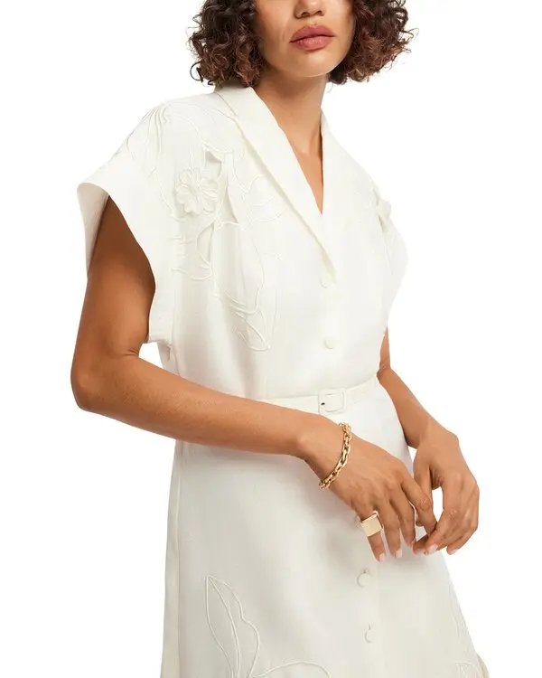 LEO LIN Aubrey Applique Midi Shirt Dress