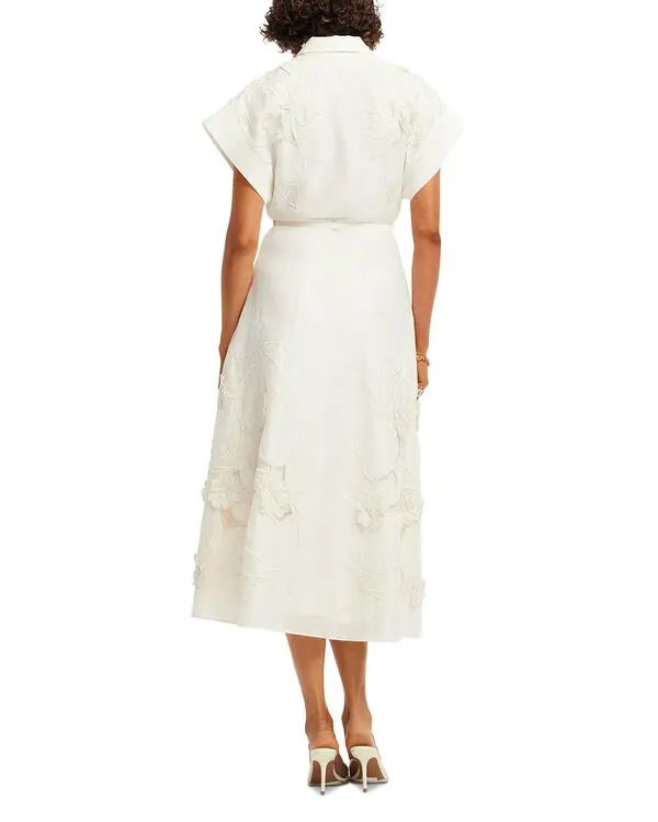 LEO LIN Aubrey Applique Midi Shirt Dress