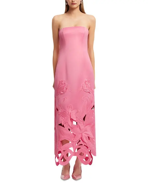 LEO LIN Rayna Applique Bustier Maxi Dress - Fuchsia