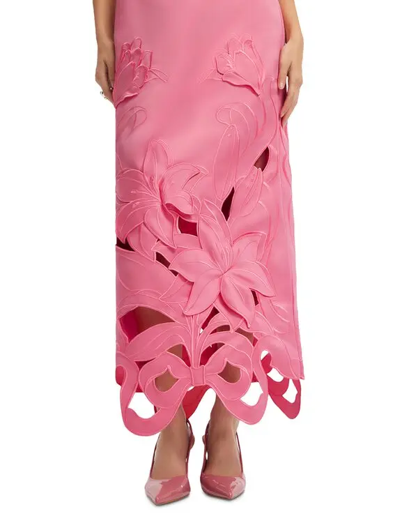 LEO LIN Rayna Applique Bustier Maxi Dress - Fuchsia