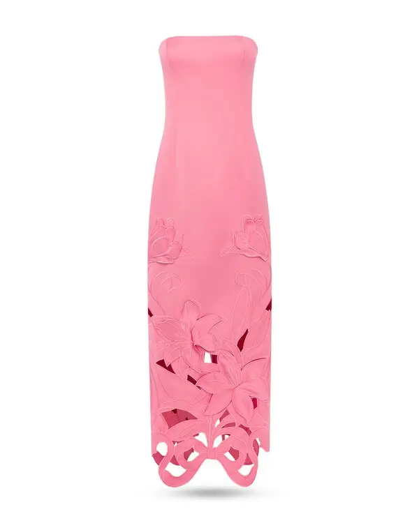LEO LIN Rayna Applique Bustier Maxi Dress - Fuchsia