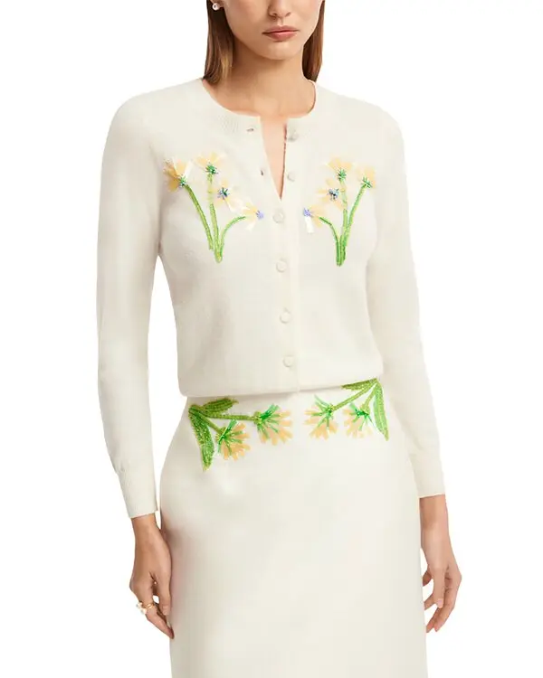 LEO LIN Claire Embellished Knit Cardigan Sweater - Wildflower