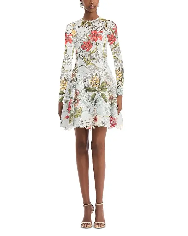 Oscar De La Renta Floral Lace Dress - Saltwater