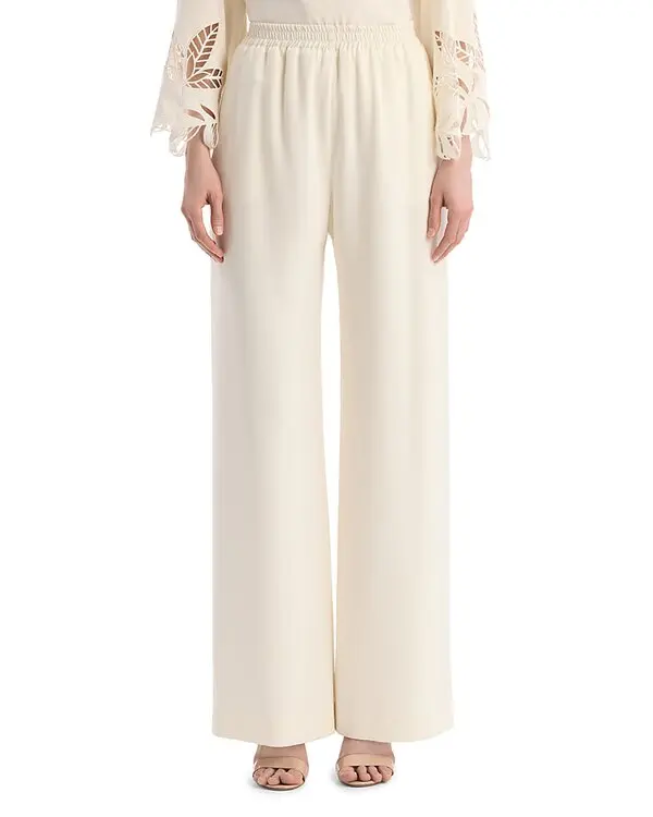 Oscar De La Renta Georgette Wide Leg Pants - Ivory