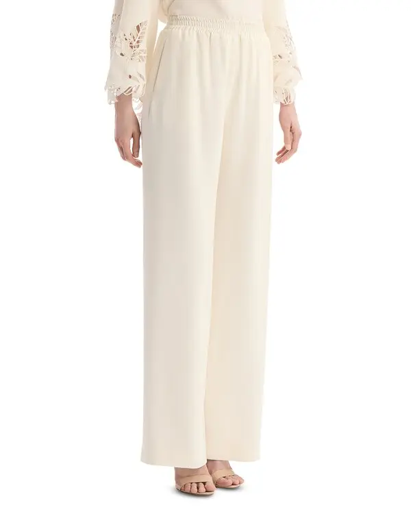 Oscar De La Renta Georgette Wide Leg Pants - Ivory