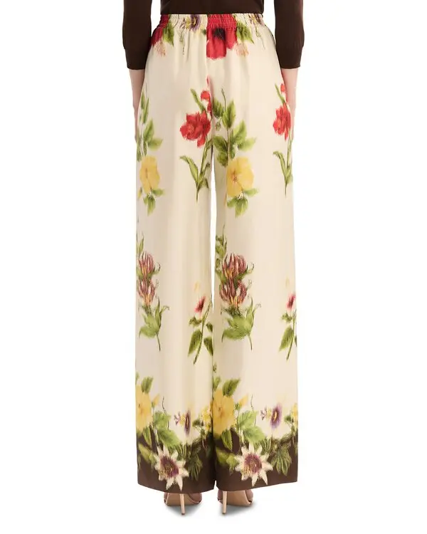 Oscar De La Renta Multi Floral Silk Twill Pants