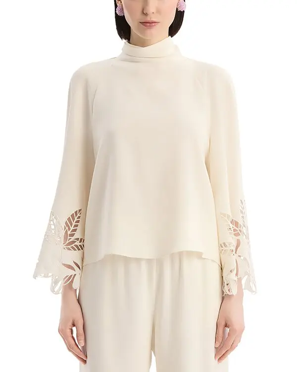 Oscar De La Renta Palm Tree Cutout Blouse - Ivory