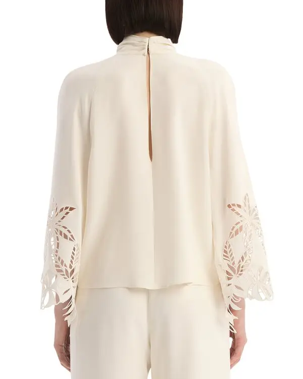 Oscar De La Renta Palm Tree Cutout Blouse