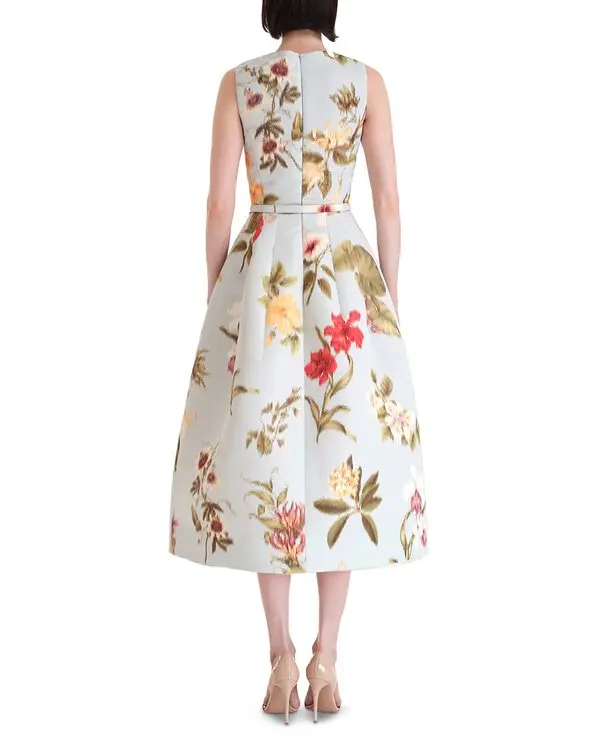Oscar De La Renta Chine Floral Faille Day Dress - Ivory Multi
