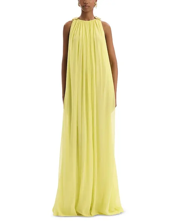 Oscar De La Renta Sleeveless Silk Chiffon Caftan Dress - Lemonade