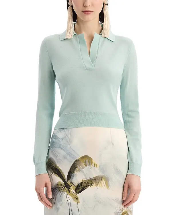 Oscar De La Renta Polo Wool Top - Saltwater