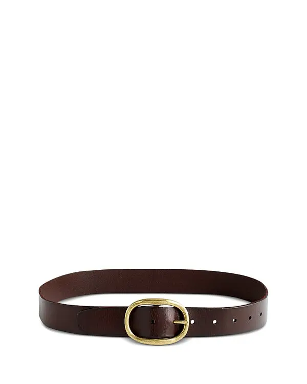 Madewell Oval Buckle Distressed Leather Belt - Coffee Bean