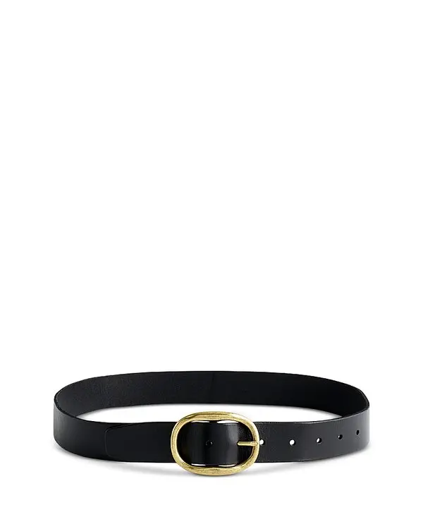 Madewell Oval Buckle Distressed Leather Belt - True Black