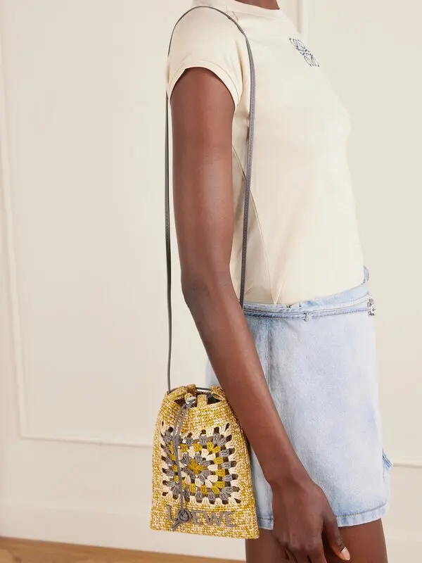 Loewe Crocheted Raffia Bucket Bag - Neutrals