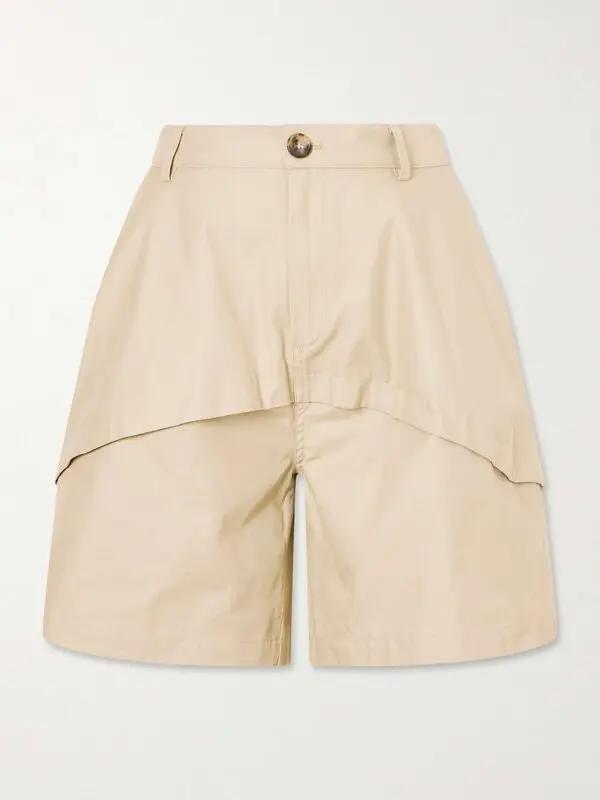 Loewe Paula's Ibiza Paneled Cotton Gabardine Shorts - Beige