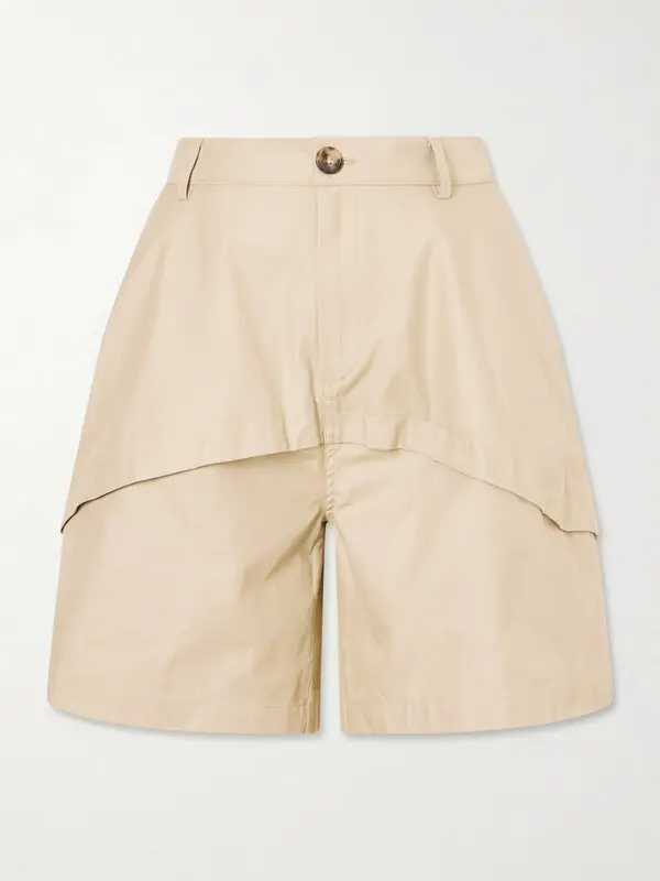 Loewe Paula's Ibiza Paneled Cotton Gabardine Shorts - Neutrals