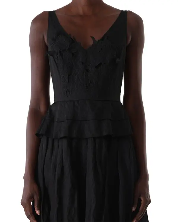 JASON WU Embroidered Bodice Midi Dress