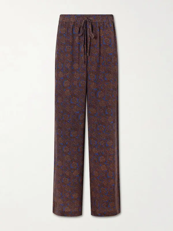Matteau Printed Silk-crepe De Chine Straight-leg Pants