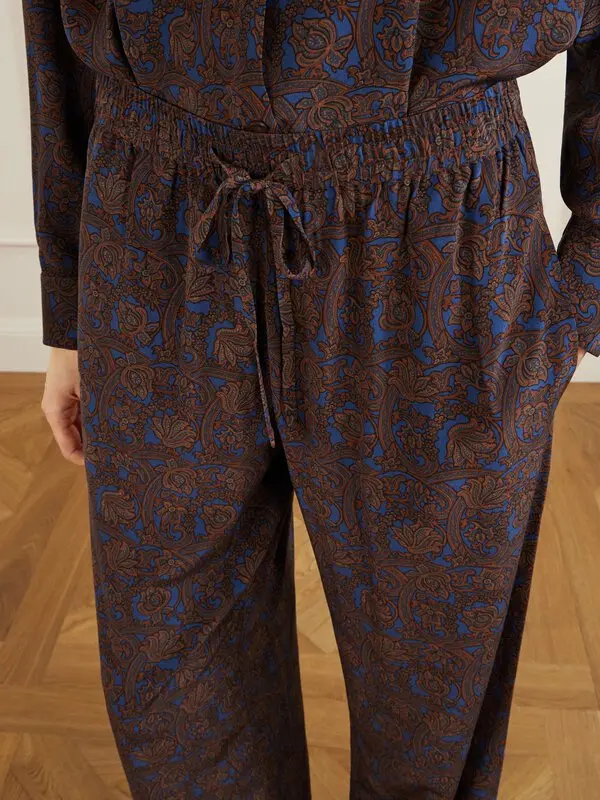 Matteau Printed Silk-crepe De Chine Straight-leg Pants