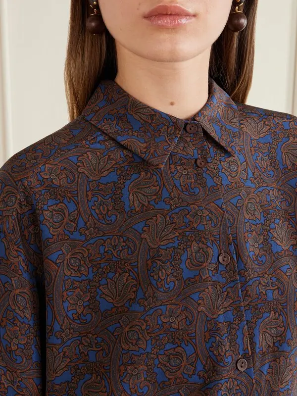 Matteau Printed Silk-crepe De Chine Shirt