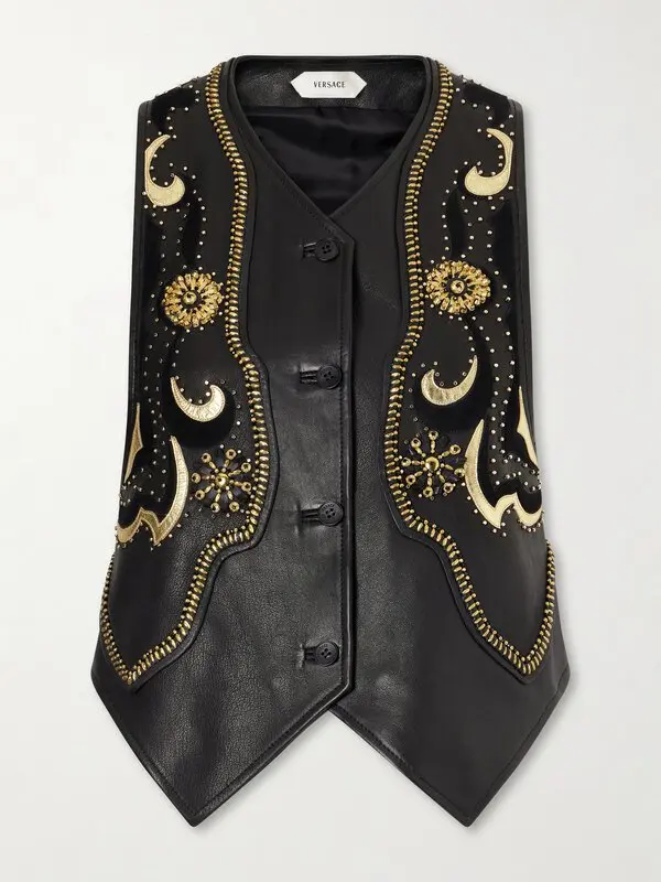 Versace Embellished Leather Vest