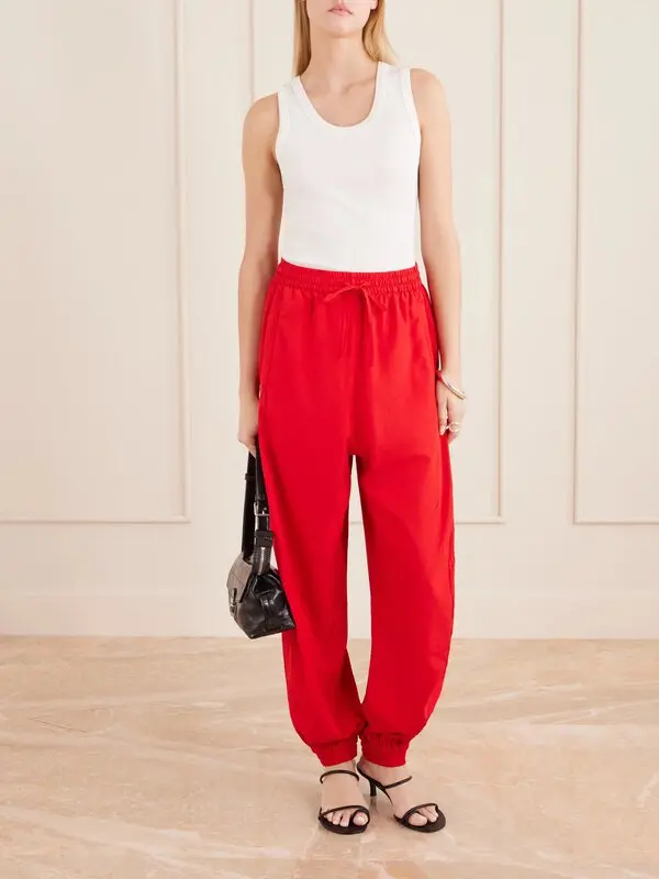 RÓHE Crinkled Cotton-blend Balloon Pants - Red