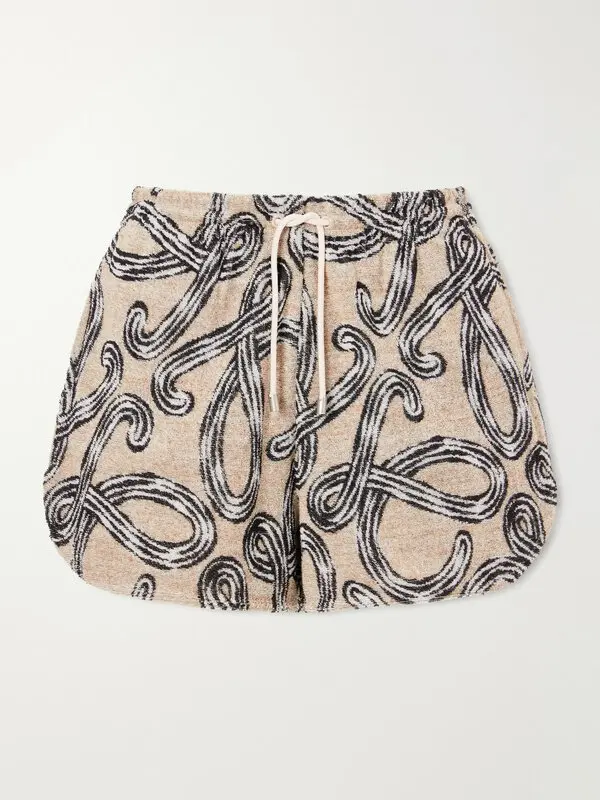 Loewe Printed Straight-leg Terry Shorts - Neutrals