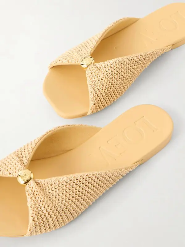 Loewe Paula's Ibiza Pebble Raffia-effect Slides