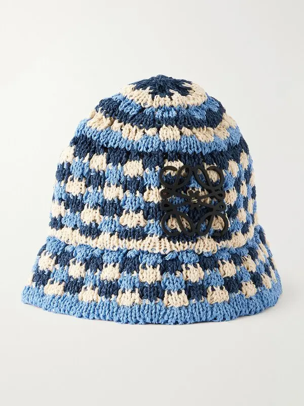 Loewe Anagram Crocheted Bucket Hat - Blue