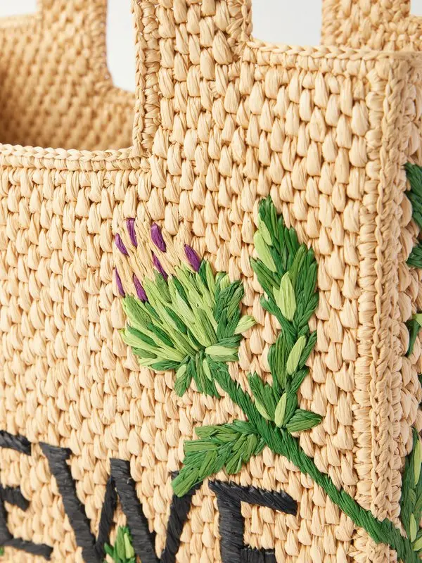 Loewe Paula's Ibiza Small Embroidered Raffia Tote - Neutrals