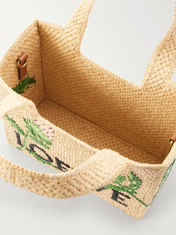 Loewe Paula's Ibiza Small Embroidered Raffia Tote - Neutrals