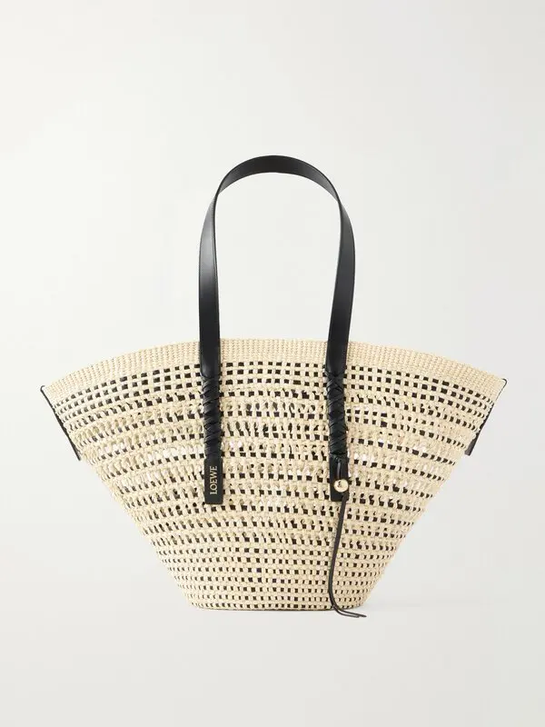 Loewe Paula's Ibiza Leather-trimmed Iraca Tote - Neutrals