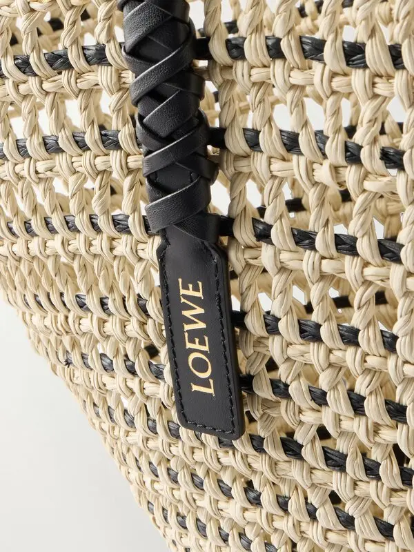 Loewe Paula's Ibiza Leather-trimmed Iraca Tote - Neutrals