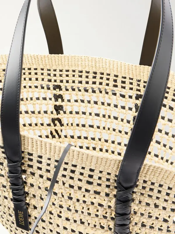 Loewe Paula's Ibiza Leather-trimmed Iraca Tote - Neutrals