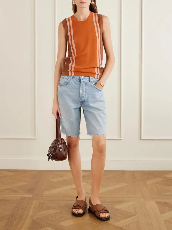 Marni Striped Open-knit Crocheted Cotton Tank