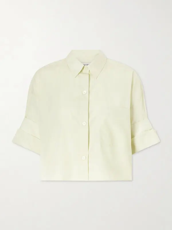 TWP Cropped Cotton Button-down Shirt - Yellow