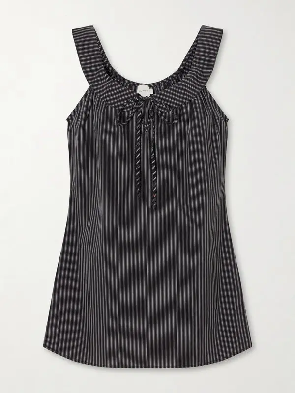 DEIJI STUDIOS Striped Organic Cotton-poplin Mini Dress - Gray