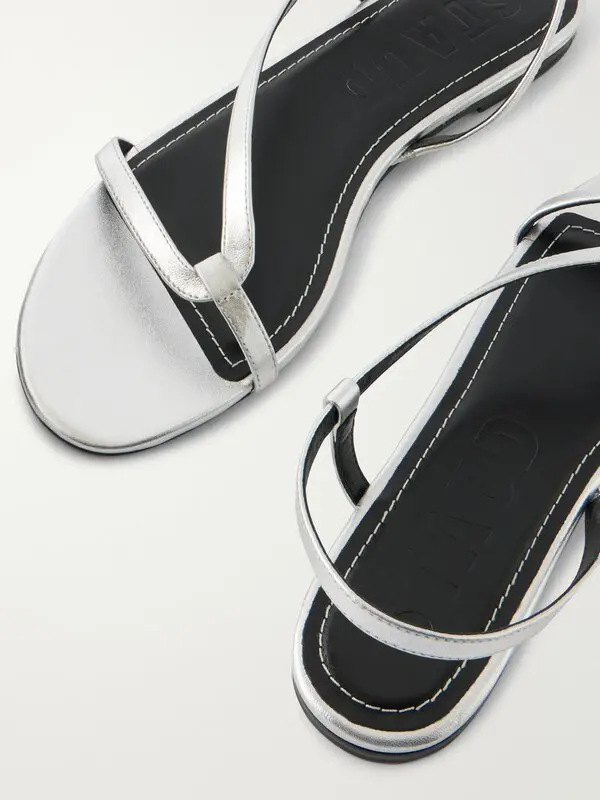 Staud Louden Metallic Leather Flats - Silver