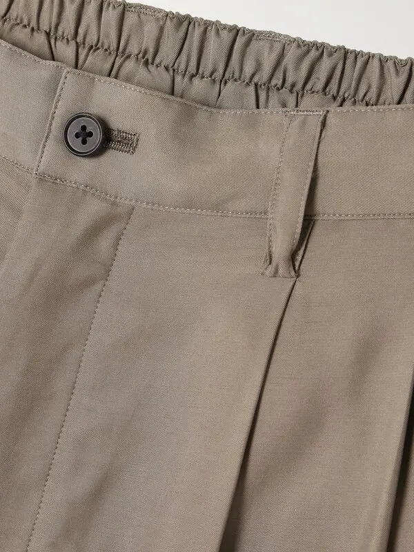 SSSTEIN Pleated Wide-leg Twill Pants - Brown
