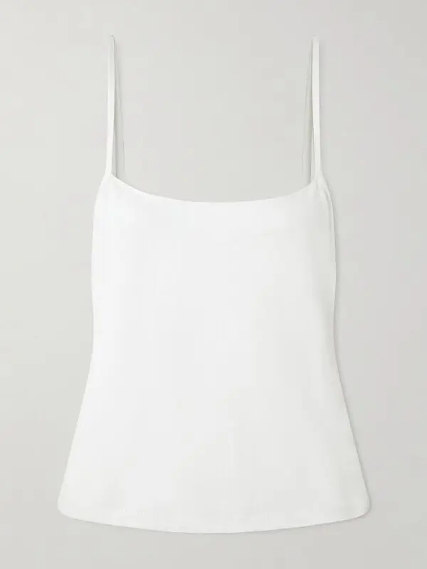 Khaite Moss Crinkled Cotton-jersey Camisole - White