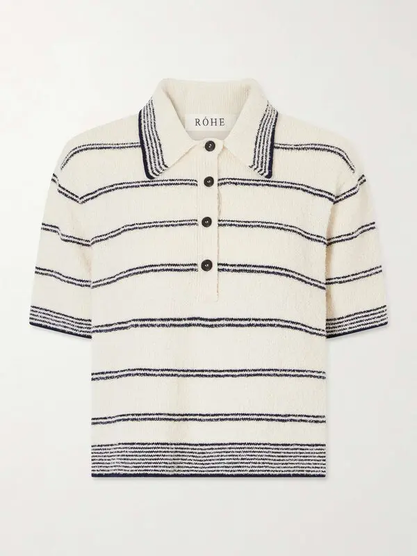 RÓHE Klara Striped Cotton-blend Terry Polo Shirt - Multi