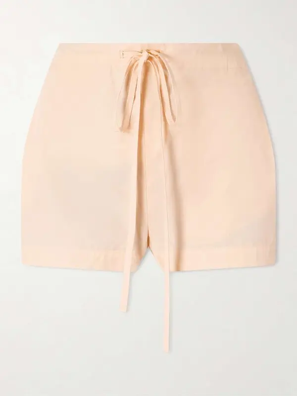 Khaite Robbie Cotton-poplin Shorts - Peach