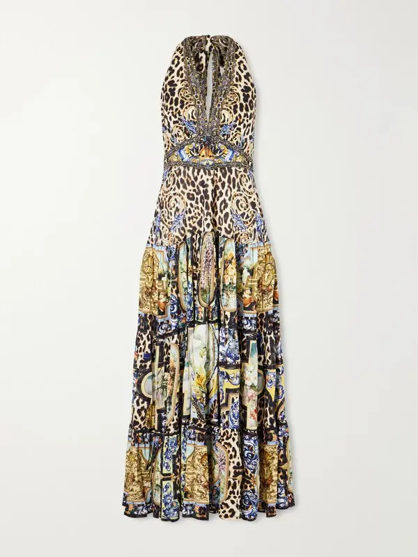 Camilla Tiered Crystal-embellished Printed Maxi Dress - Multi